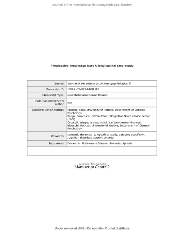 (PDF) Progressive knowledge loss: A longitudinal case study