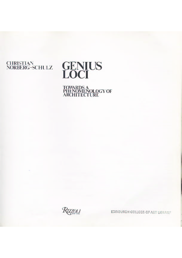 (PDF) Genius loci towards a phenomenology of architecture part