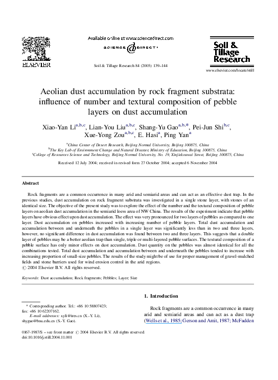 (PDF) Aeolian dust accumulation by rock fragment substrata: influence ...