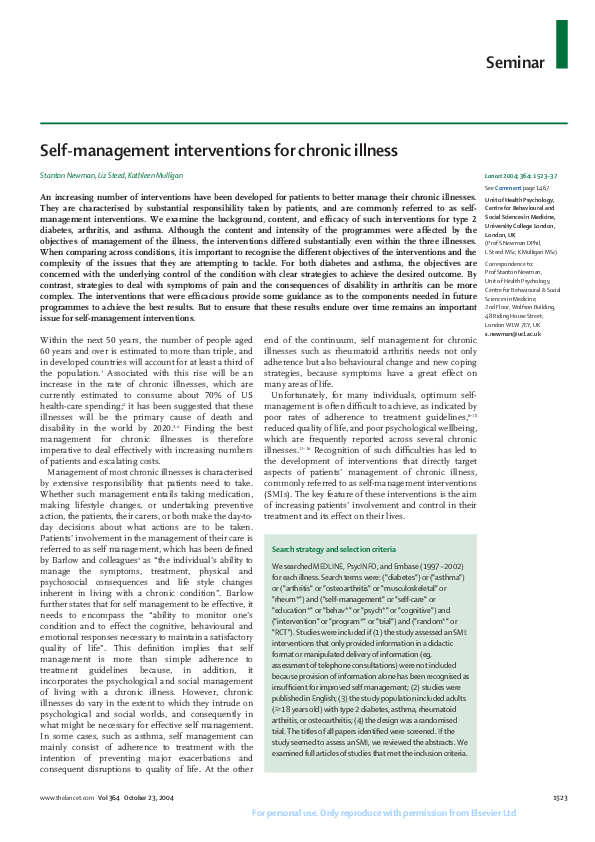 (PDF) Self-management interventions for chronic illness