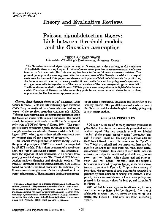 (PDF) Poisson signal-detection theory: Link between threshold models and the Gaussian assumption