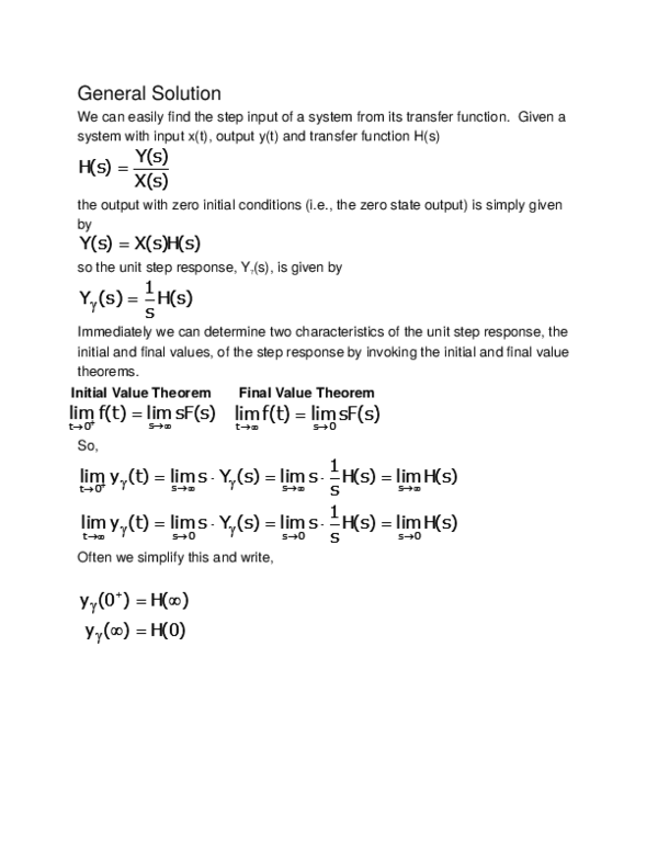 (DOC) First Order and Second order response system