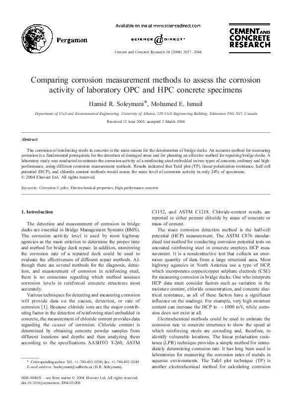 (PDF) Comparing corrosion measurement methods to assess the corrosion ...