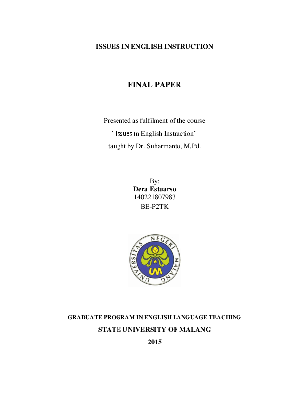 (PDF) English Instruction Issues: Scientific Approach to Teaching English