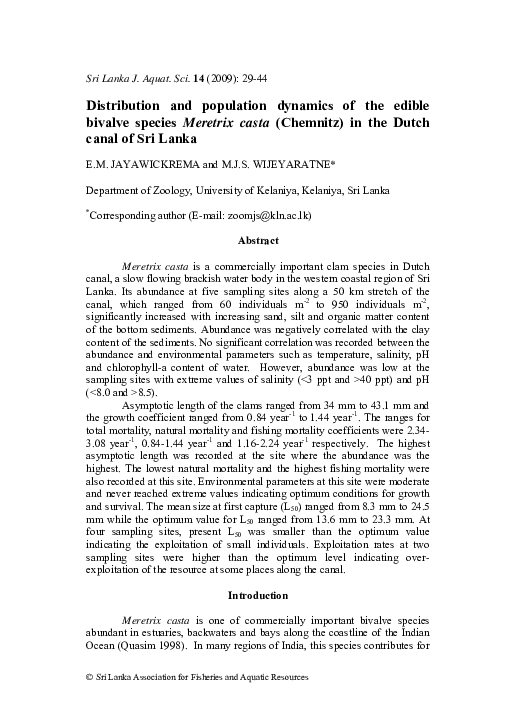 (PDF) Distribution and population dynamics of the edible bivalve ...