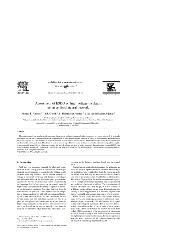 Pdf A Neural Network Based Estimation Of The Level Of Contamination On High Voltage Porcelain