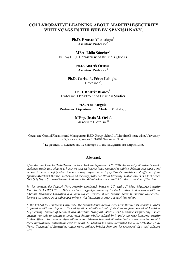 (PDF) Collaborative learning about maritime security with NCAGS in the ...