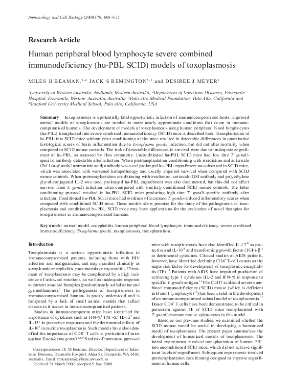 (PDF) Human peripheral blood lymphocyte severe combined ...