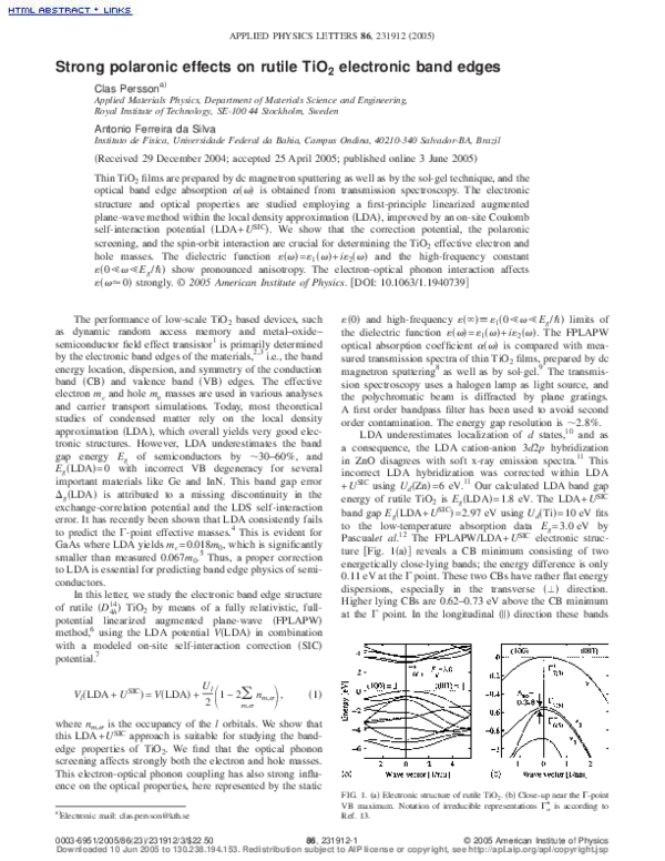 (PDF) Electronic and optical properties of rutile titanium dioxide