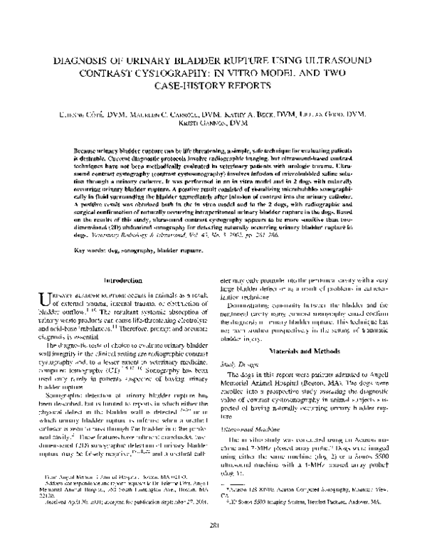 (PDF) DIAGNOSIS OF URINARY BLADDER RUPTURE USING ULTRASOUND CONTRAST ...
