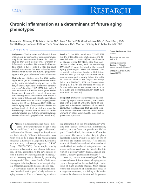 (PDF) Chronic inflammation as a determinant of future aging phenotypes