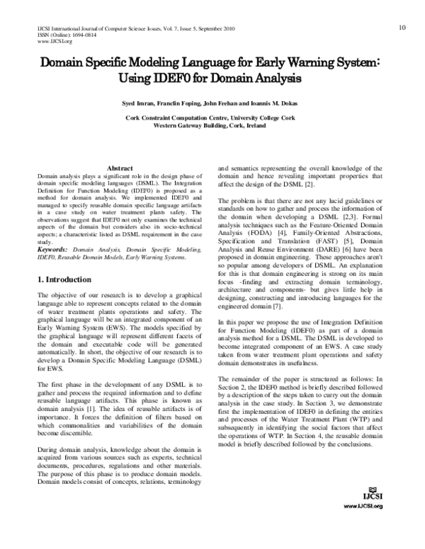 Pdf Domain Specific Modeling Language For Early Warning System Using Idef0 For Domain