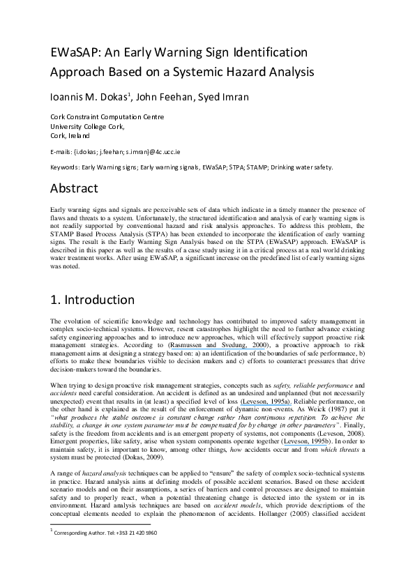 (PDF) EWaSAP: An early warning sign identification approach based on a ...