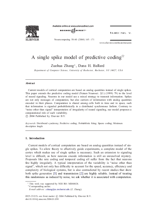 (PDF) A single-spike model of predictive coding
