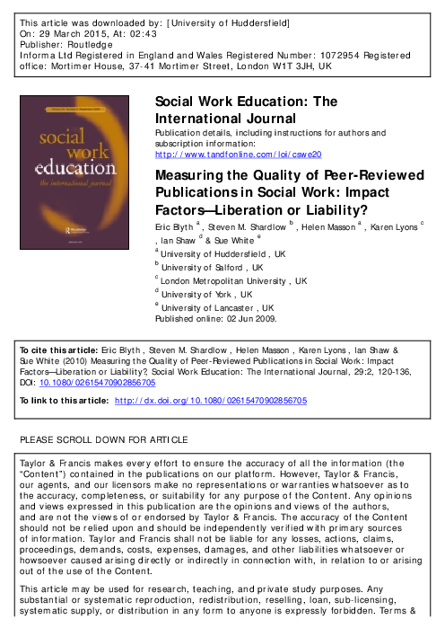 (PDF) Measuring the Quality of Peer-Reviewed Publications in Social ...