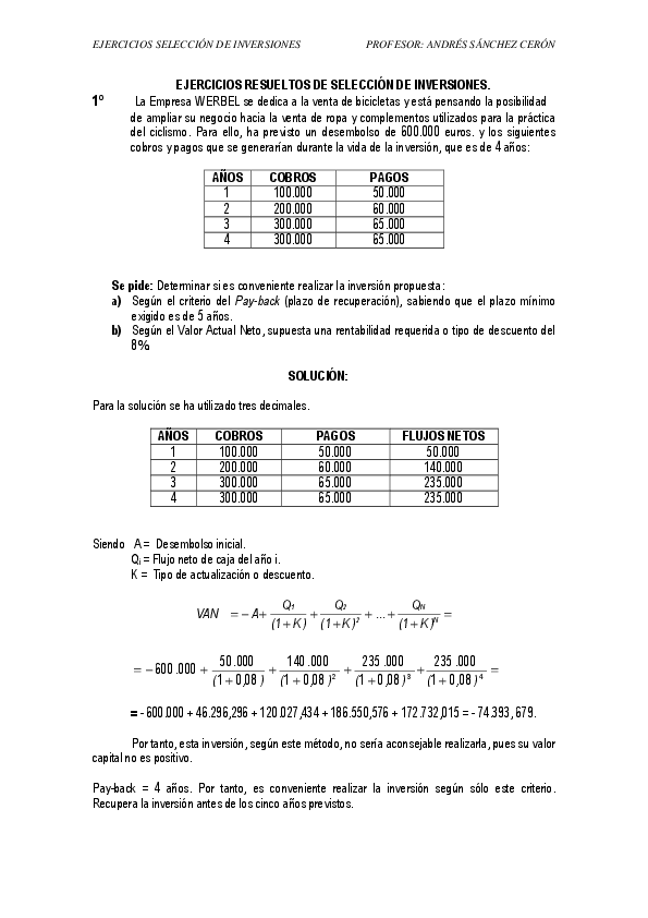 (PDF) EJERCICIOS RESUELTOS DE SELECCIÓN DE INVERSIONES