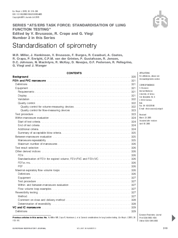 (PDF) Standardisation of spirometry