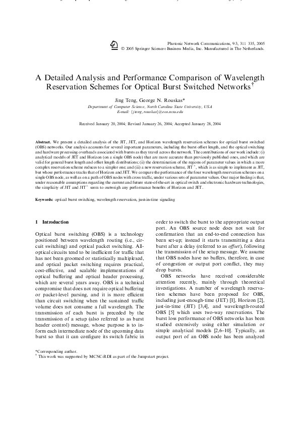 (PDF) A Detailed Analysis and Performance Comparison of Wavelength Reservation Schemes for ...