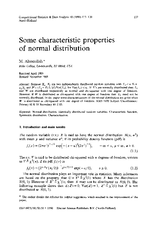 (PDF) Some characteristic properties of normal distribution