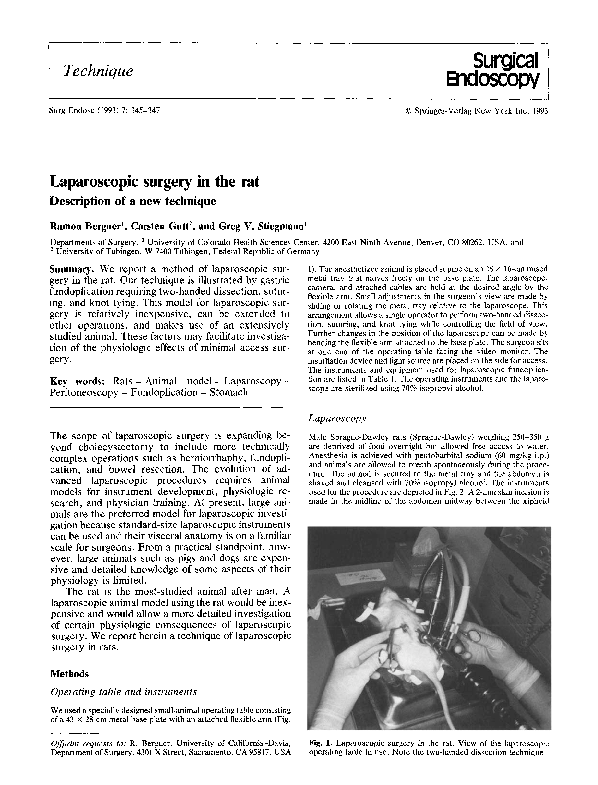 (PDF) Laparoscopic surgery in the rat
