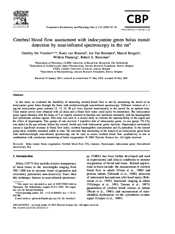 (PDF) Cerebral blood flow assessment with indocyanine green bolus ...