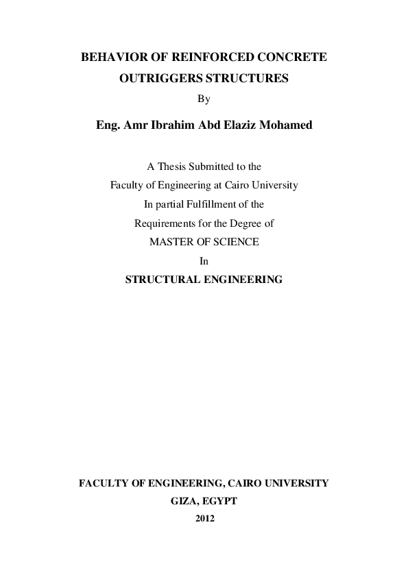 (PDF) BEHAVIOR OF REINFORCED CONCRETE OUTRIGGERS STRUCTURES