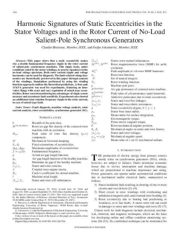 (PDF) Harmonic Signatures of Static Eccentricities in the Stator ...