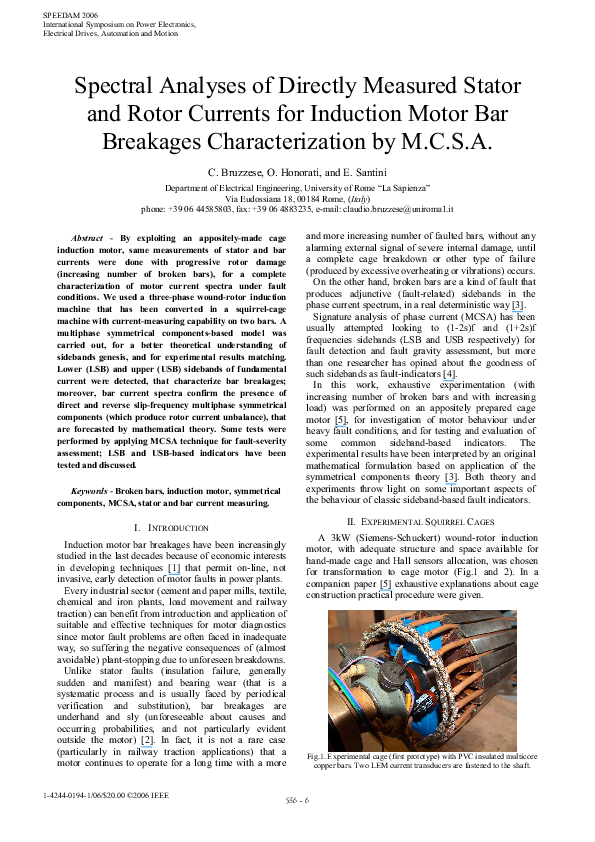 Pdf Spectral Analyses Of Directly Measured Stator And Rotor Currents For Induction Motor Bar