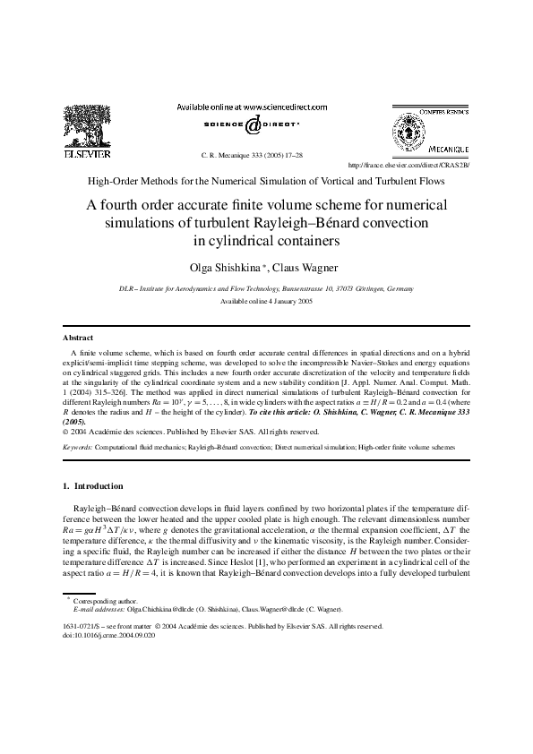 Pdf Simulation Of Turbulent Thermal Convection In Complicated Domains Olga Shishkina