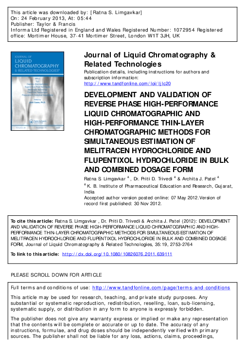 (PDF) DEVELOPMENT AND VALIDATION OF REVERSE PHASE HIGH PERFORMANCE LIQUID CHROMATOGRAPHIC AND ...