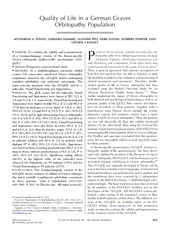 (PDF) Quality of Life in a German Graves Orbitopathy Population