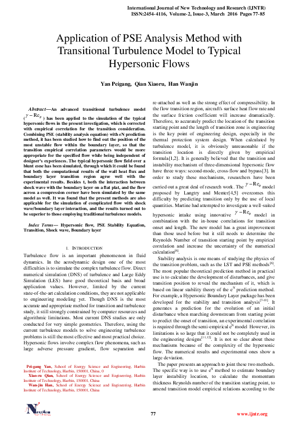 (PDF) Application of PSE Analysis Method with Transitional Turbulence ...