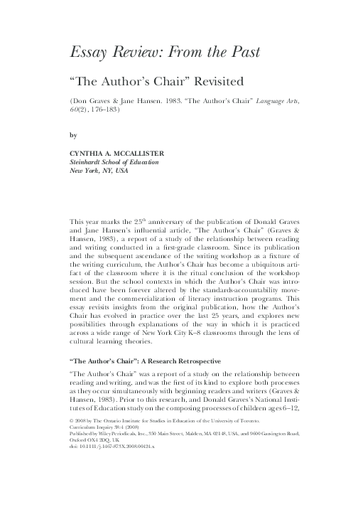(PDF) The Author's Chair” Revisited