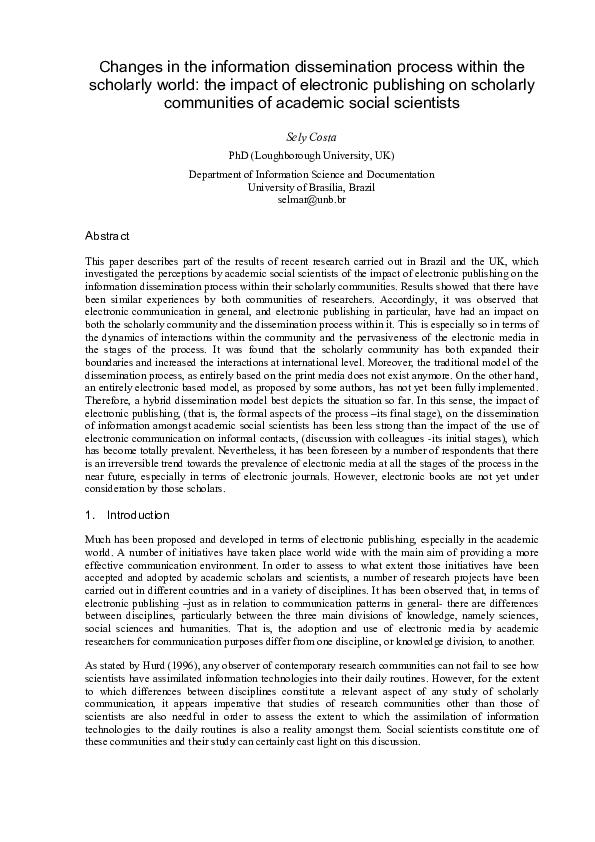 (PDF) Changes in the Information Dissemination Process Within the ...