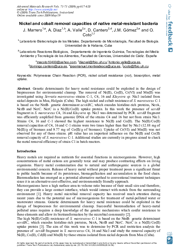 (PDF) Nickel and Cobalt Removal Capacities of Native Metal-Resistant ...