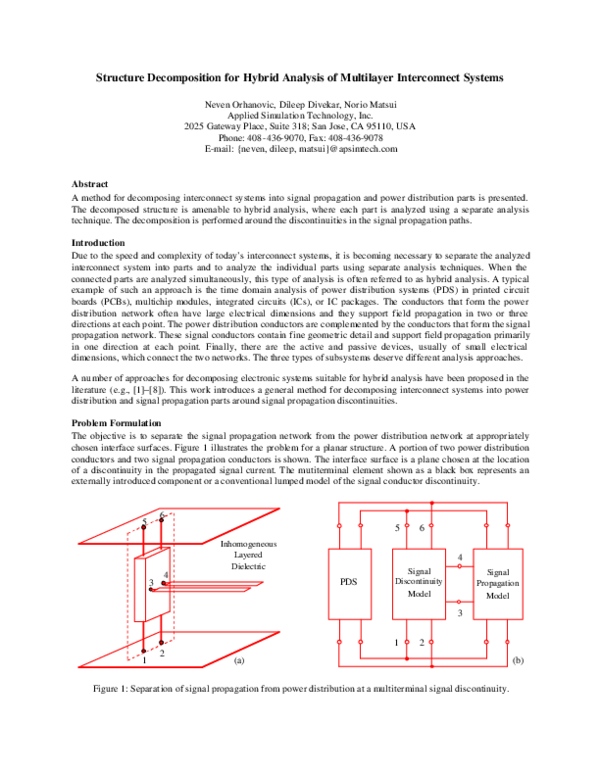 Pdf Structure Decomposition For Hybrid Analysis Of Multilayer Interconnect Systems