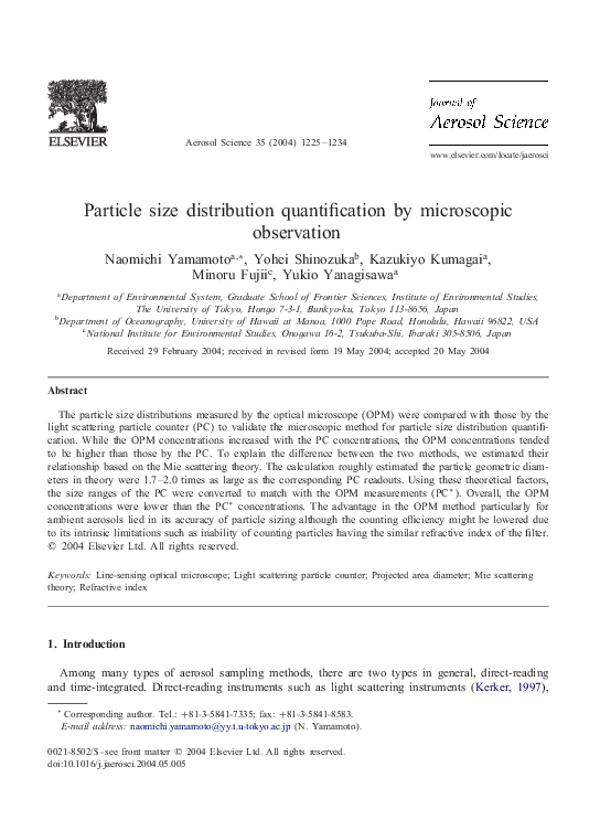 (PDF) Particle size distribution quantification by microscopic observation