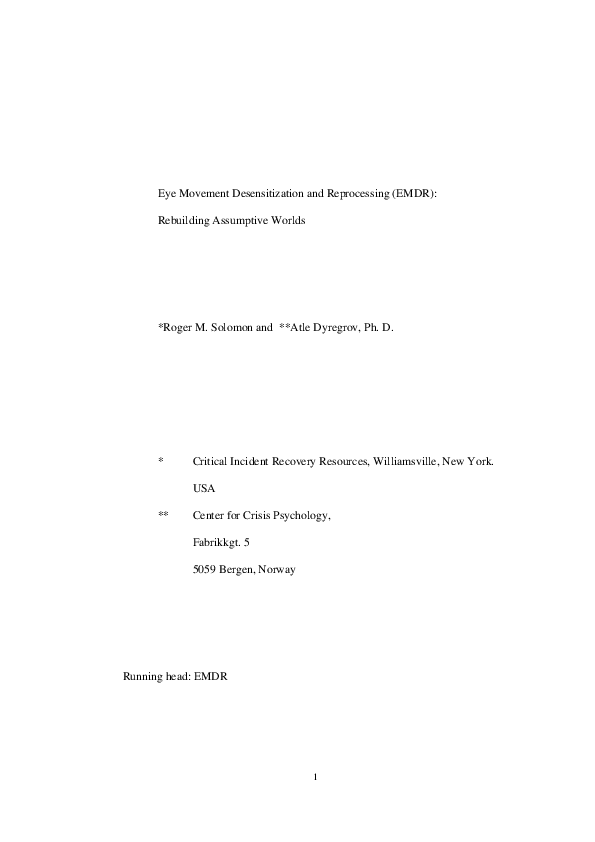 (PDF) Eye Movement Desensitization and Reprocessing
