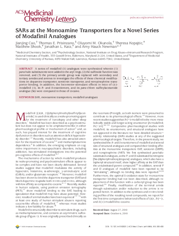 (PDF) Synthesis and evaluation of a series of tropane analogues as novel vesicular monoamine ...