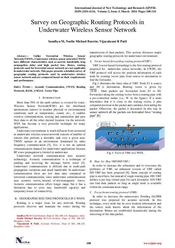 Pdf Survey On Geographic Routing Protocols In Underwater Wireless Sensor Network