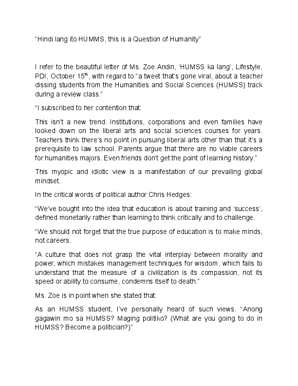 (DOC) Hindi lang ito HUMMS lang