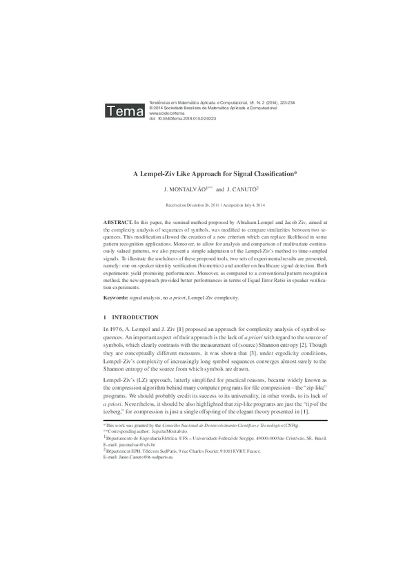 (PDF) A Lempel-Ziv like approach for signal classification
