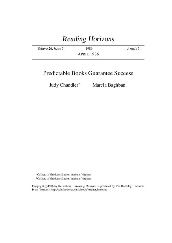 (PDF) Simplifying Reading with Predictable Texts