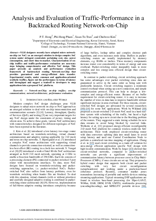 Pdf Analysis And Evaluation Of Traffic Performance In A Backtracked Routing Network On Chip