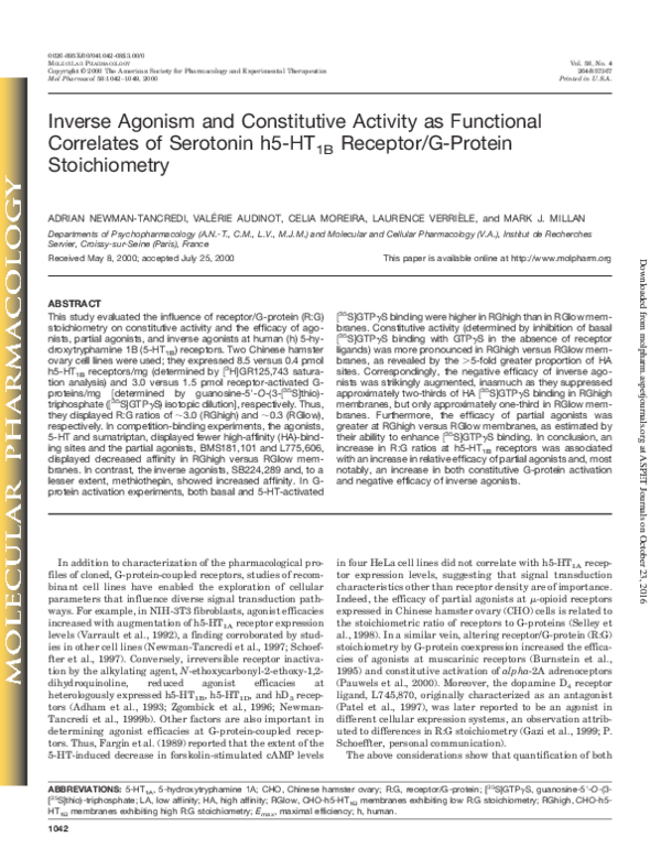 (PDF) Inverse agonism and constitutive activity as functional ...