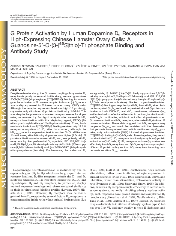 (PDF) G protein activation by human dopamine D3 receptors in high ...