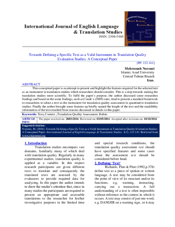 (PDF) Towards Defining a Specific Text as a Valid Instrument in ...