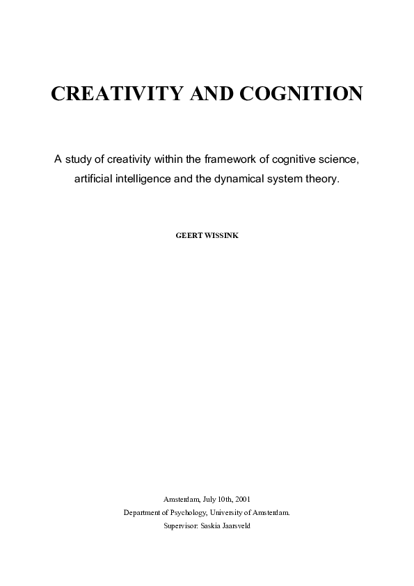 (PDF) Creativity and Cognition - A study of creativity within the framework of cognitive science ...