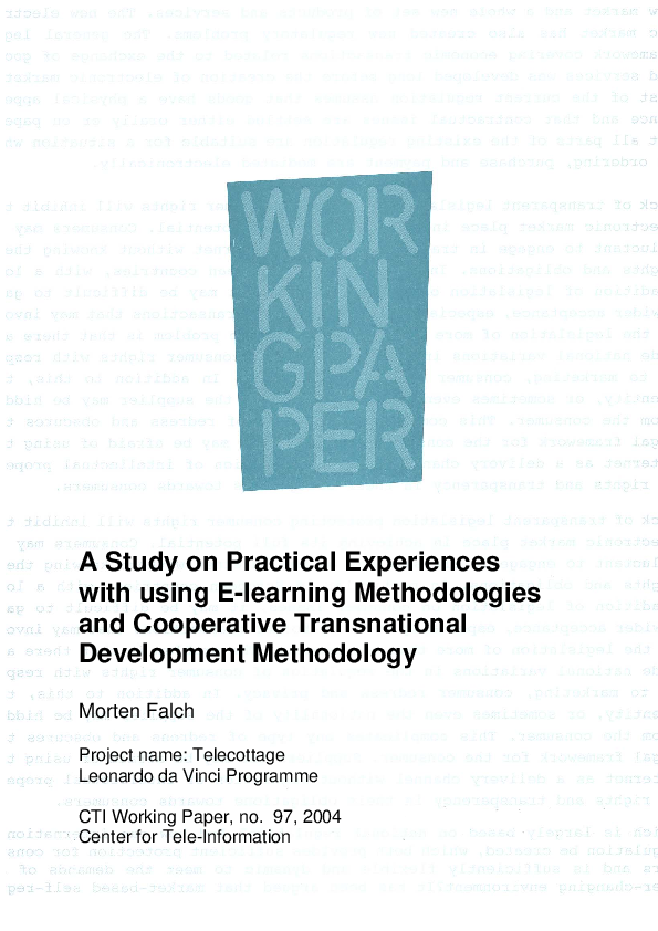 (PDF) A study on practical experiences with using e-learning methodologies and cooperative ...