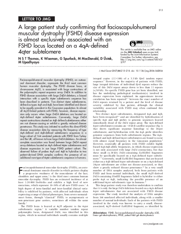 (PDF) A large patient study confirming that facioscapulohumeral ...